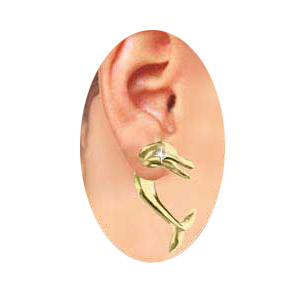 14KT Gold Dolphin through the Ear Earrings 0257 | Joy Jewelers