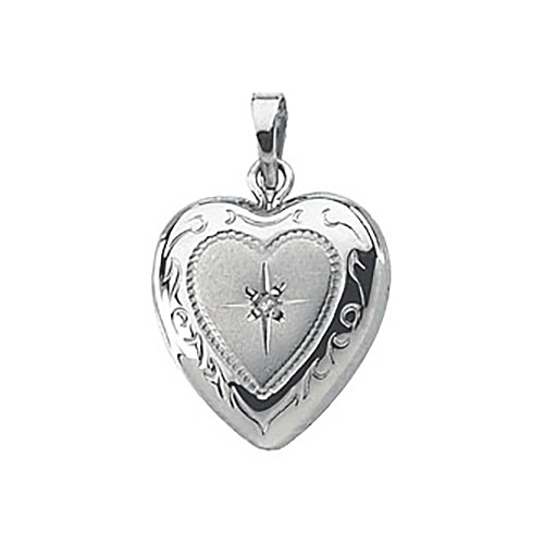 1/2in Steling Silver Diamond Heart Locket JJ21838SS | Joy Jewelers