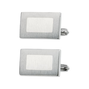 Sterling Silver Brushed and Polished Rectangle Cufflinks JJ22011:2881430:P