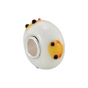 Kera White Smiley Face Glass Bead JJ28121 | Joy Jewelers
