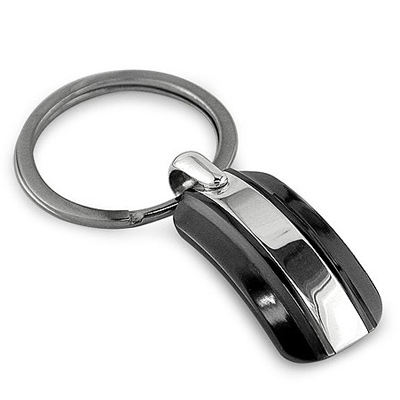 Black Titanium and Sterling Silver Racer Key Ring A227O | Joy Jewelers