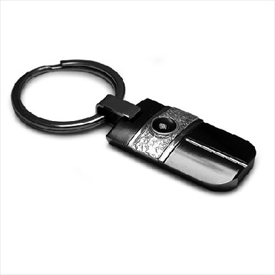 Black Titanium and Sterling Silver Sapphire Key Ring A291O-SV