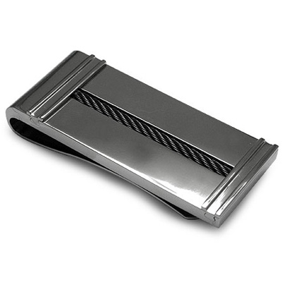 Titanium Money Clip with Single Black Cable A907C | Joy Jewelers