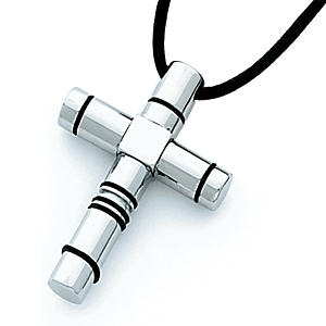 Stainless Steel and Rubber Cross with Cord ACC1052 | Joy Jewelers