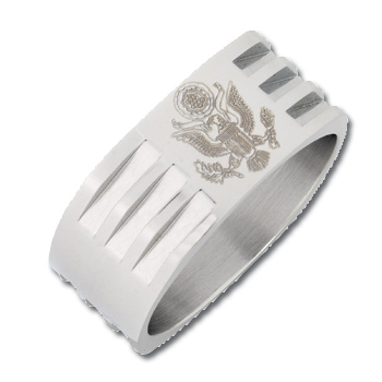 8mm Bright Finish Stainless Steel Army Ring ARM1200A | Joy Jewelers