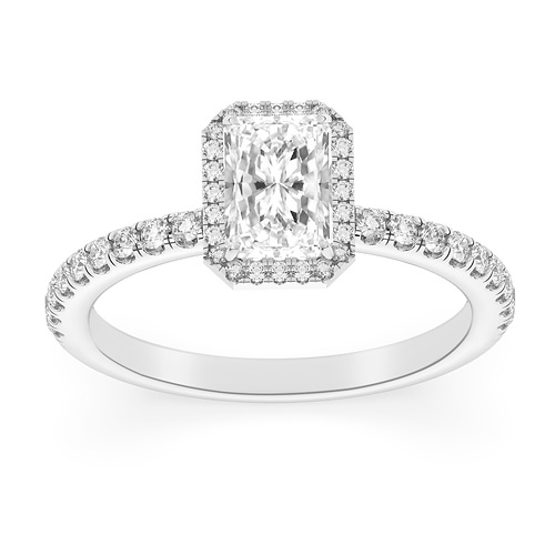 1.37 ct tw Radiant-cut Halo Lab Grown Diamond Engagement Ring F / VS1 ...