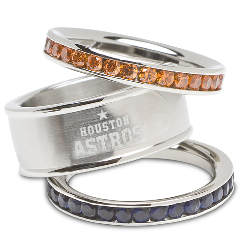 Houston Astros Team Logo Crystal Stacked Ring Set AST035CR