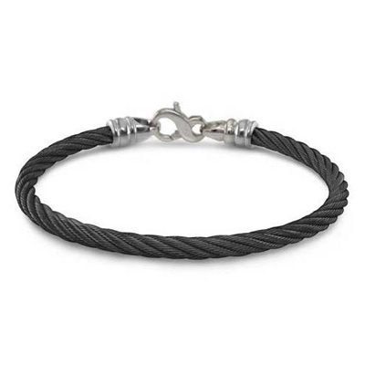 Edward Mirell Black Titanium 8in Cable Bracelet EMB114-8