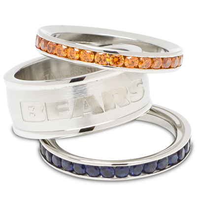 Chicago Bears Team Logo Crystal Stacked Ring Set BEA035CR