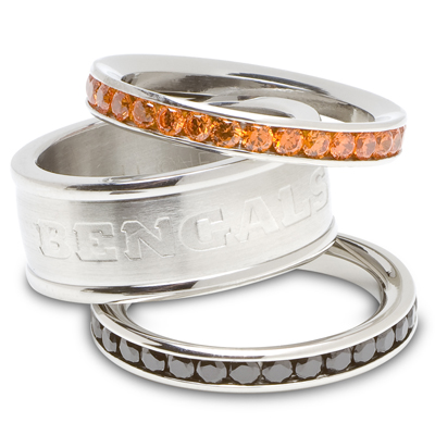 Cincinnati Bengals Team Logo Crystal Stacked Ring Set BEN035CR