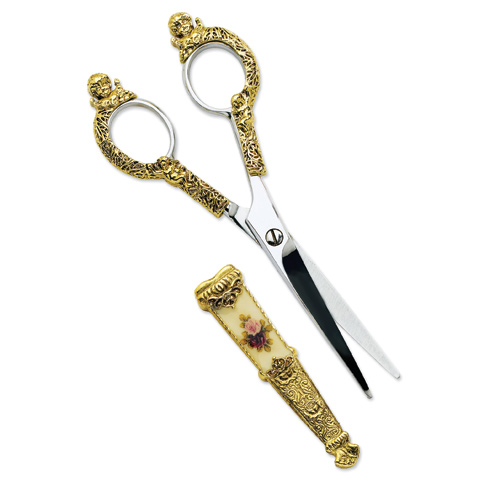 Large Brass-tone 2.5in Blade Floral Manor House Scissors BF177