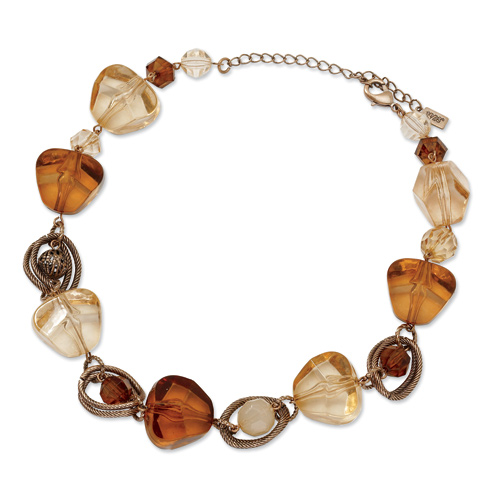Copper-tone Light Colorado & Brown Crystal 16in Necklace BF485