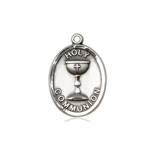 Sterling Silver Oval Holy Communion Medal 3/4in 0876SS | Joy Jewelers