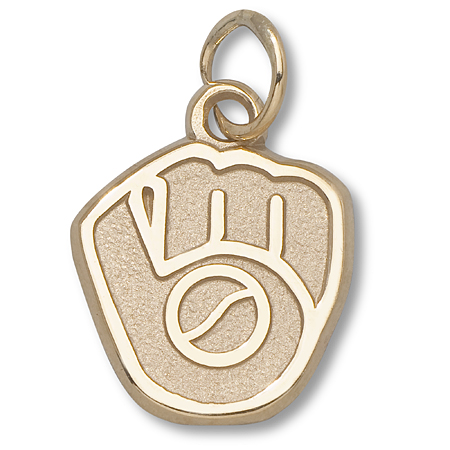 10kt Yellow Gold 1/2in Milwaukee Brewers Glove Charm BRE014-10K