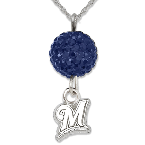 Sterling Silver Milwaukee Brewers Crystal Ovation Necklace BRE069N-SS