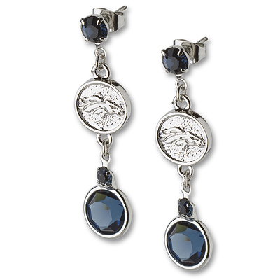 Denver Broncos Crystal Logo Earrings BRO065ER-CR | Joy Jewelers