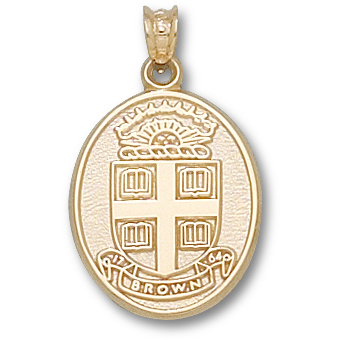 14kt Yellow Gold 3/4in Brown University Seal Pendant BRU003