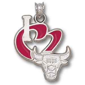 Chicago Bulls Heart 3/4in Pendant Sterling Silver BUL007E-SS