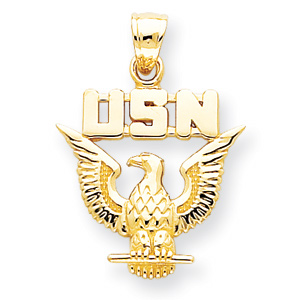 U.S. Navy 7/8in Pendant - 14k Yellow Gold C1803 | Joy Jewelers