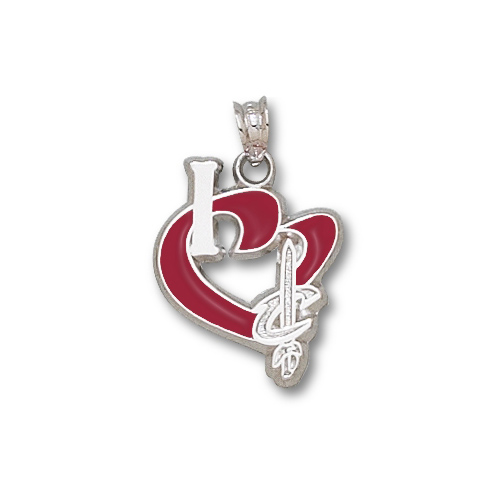 Sterling Silver 3/4in I Heart Cleveland Cavaliers Enamel Pendant CAV007E-SS