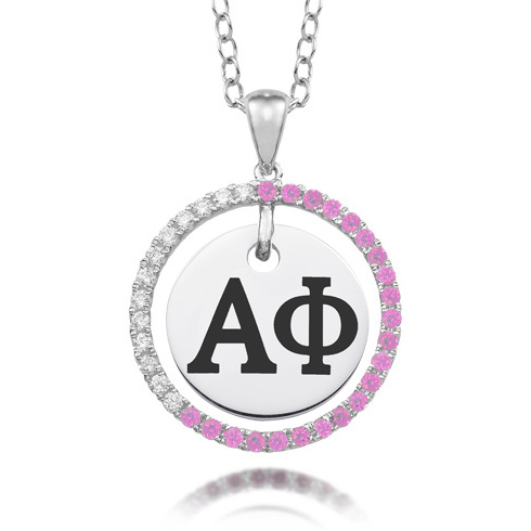 Sterling Silver Alpha Phi CZ Circle Necklace CZ601-NS | Joy Jewelers