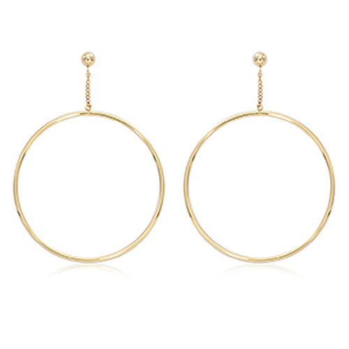 14k Yellow Gold Hoop Drop Earrings CC-03-190 | Joy Jewelers