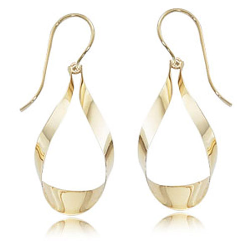 14k Yellow Gold Ribbon Drop Earrings 1.5in CC-12229 | Joy Jewelers
