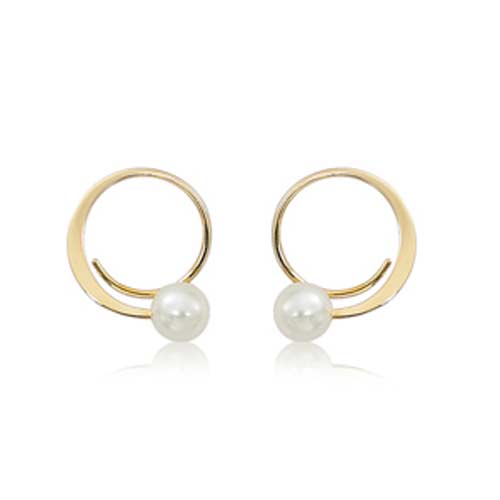 14k Yellow Gold Freshwater Cultured Pearl Small Angled Threader ...
