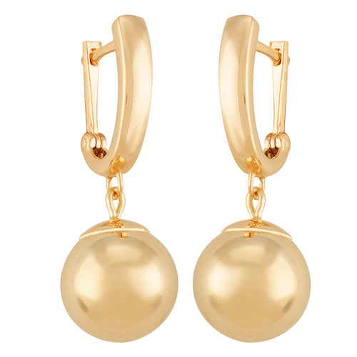 14k Yellow Gold Ear Cuffs with Dangle Ball Accents CC-14298-BALL