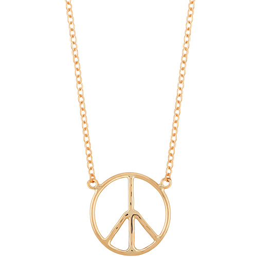 14k Yellow Gold Classic Peace Sign Necklace CC-14430CHN18