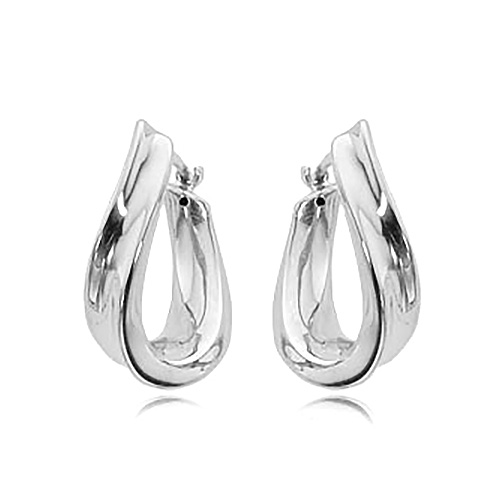 14k White Gold Slender Twisted Hoop Earrings CC-21-4180W