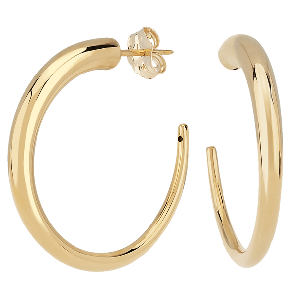 14k Yellow Gold Round Open Hoop Post Earrings 1in CC-4266
