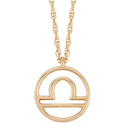 14k Yellow Gold Libra Zodiac Sign Necklace CC-45-402-09 | Joy Jewelers
