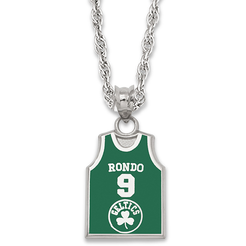 Sterling Silver 5/8in Boston Celtics Enameled Rondo Necklace CEL015ECHN-SS