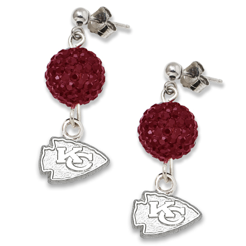 Sterling Silver Kansas City Chiefs Crystal Ovation Earrings CHF069ERB-SS