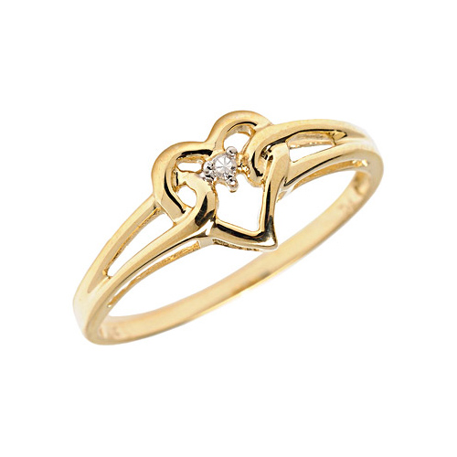 10kt Yellow Gold .01 ct Diamond Accent Heart Promise Ring 720B