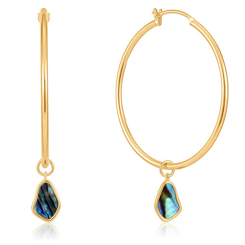 Ania Haie TIDAL 14k Gold-plated Sterling Silver Abalone Dangle Hoop Earrings JJE027-05G