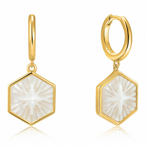 Ania Haie Compass Mother of Pearl 14k Gold-plated Sterling Silver Huggie Hoop Earrings JJE030-04G