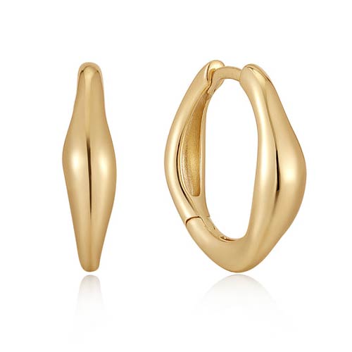 Ania Haie Gold-Plated Sterling Silver Wave Huggie Hoop Earrings JJE044-03G