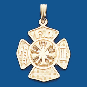 14kt Gold Firefighter Shield Pendant CRM-10219 | Joy Jewelers