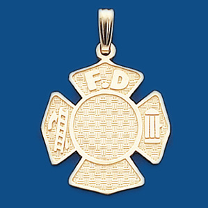 3/4in 14kt Yellow Gold Firefighter Shield Pendant CRM-10220