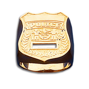 10kt Yellow Gold Police Badge Ring CRM-10240 | Joy Jewelers