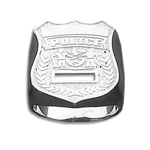 10kt White Gold Police Badge Ring CRM-10240W | Joy Jewelers