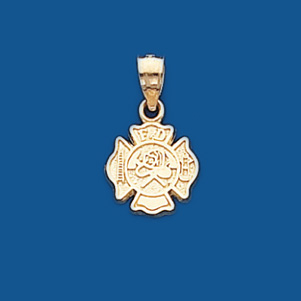 3/8in 14kt Gold Firefighter Shield Charm CRM-24240 | Joy Jewelers
