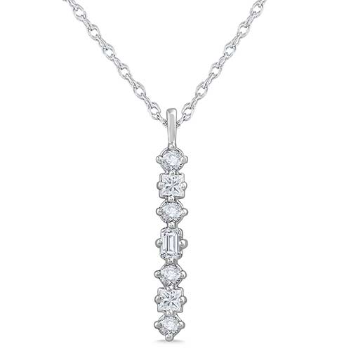 14k White Gold 1/2 ct tw Diamond Medley Stack Necklace CTP31401