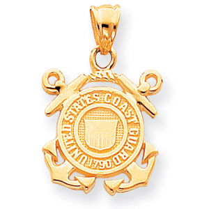 14k Yellow Gold 3/4in U.S. Coast Guard Pendant D1231 | Joy Jewelers