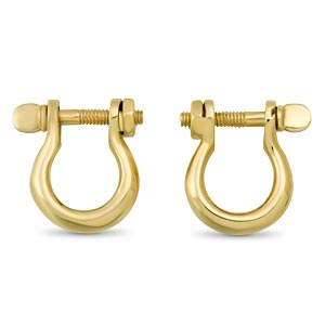 14k Yellow Gold Nautical Shackle Link Earrings 5/8in NAE-022