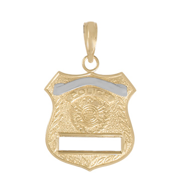 14k Yellow Gold Police Badge with White Gold Ribbon TCC-468