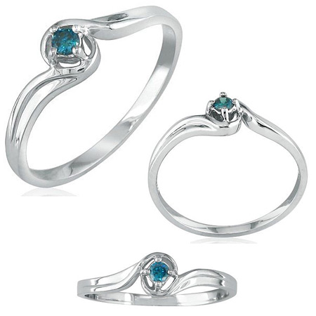 .05ct color enhanced Blue Diamond Promise Ring in 10k White Gold DH-6737-PR