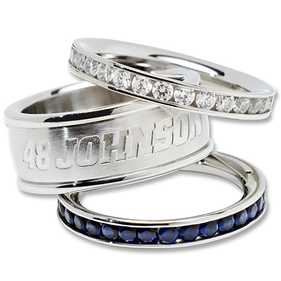 Jimmie Johnson Logo Crystal Stacked Ring Set DN48035CR | Joy Jewelers